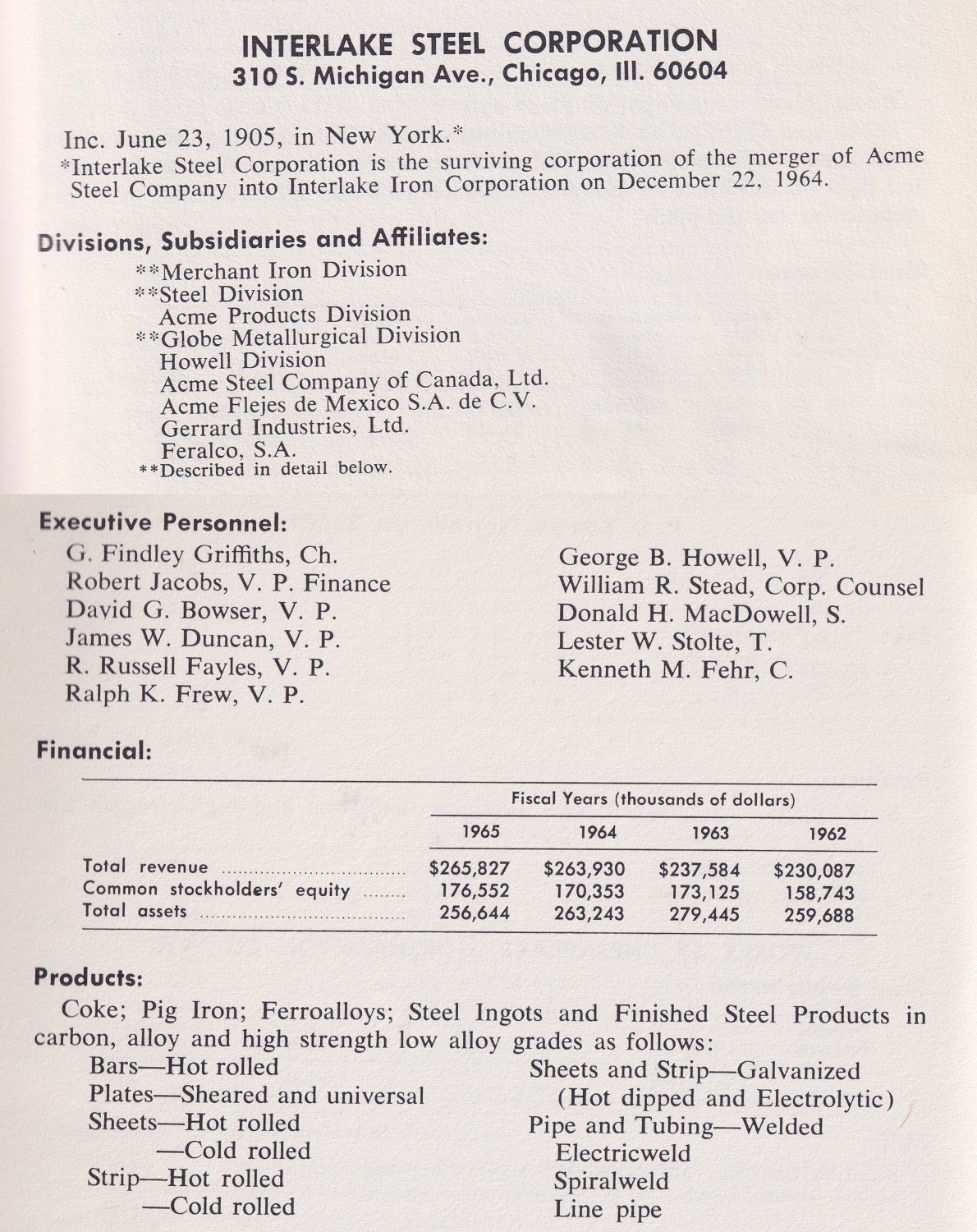 Directory of Iron and Steel Works (1967) – Acme Steel, Chicago Coke Plant